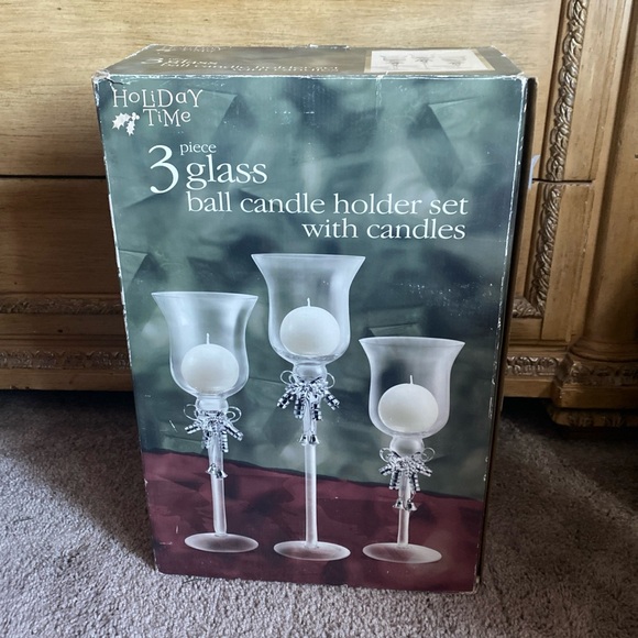 Holiday Time | Accents | Vintage Holiday Time Glass Ball Candle Holder ...